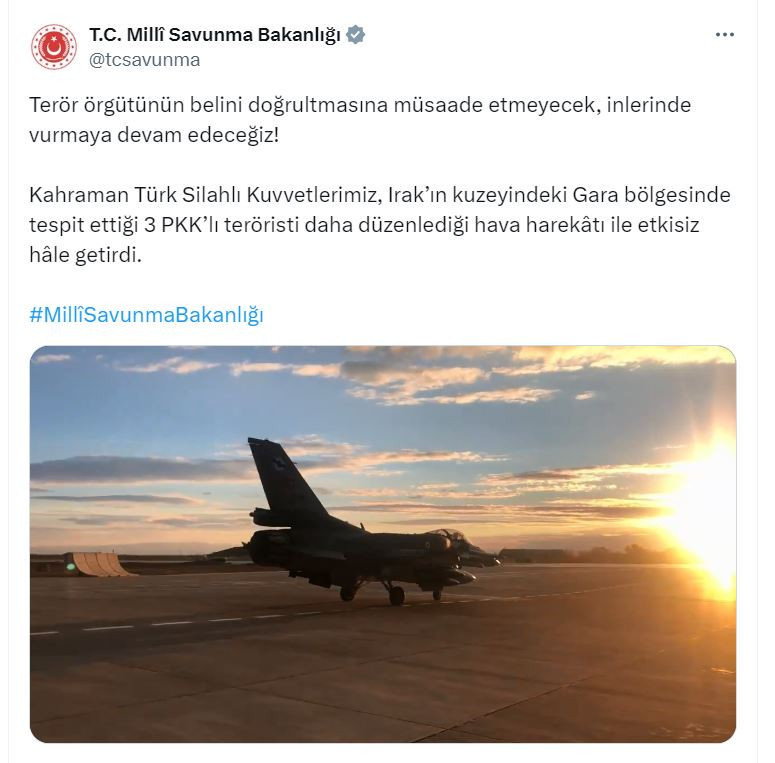 MSB: "3 terörist etkisiz hale getirildi" - SacitAslan.com